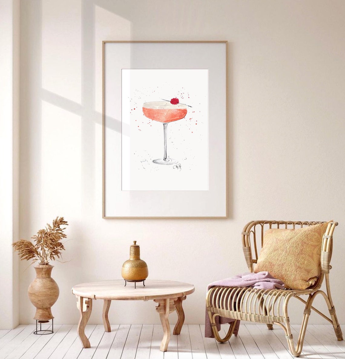 French Martini Cocktail Watercolour Print | Kitchen Bar Art | Interior ...