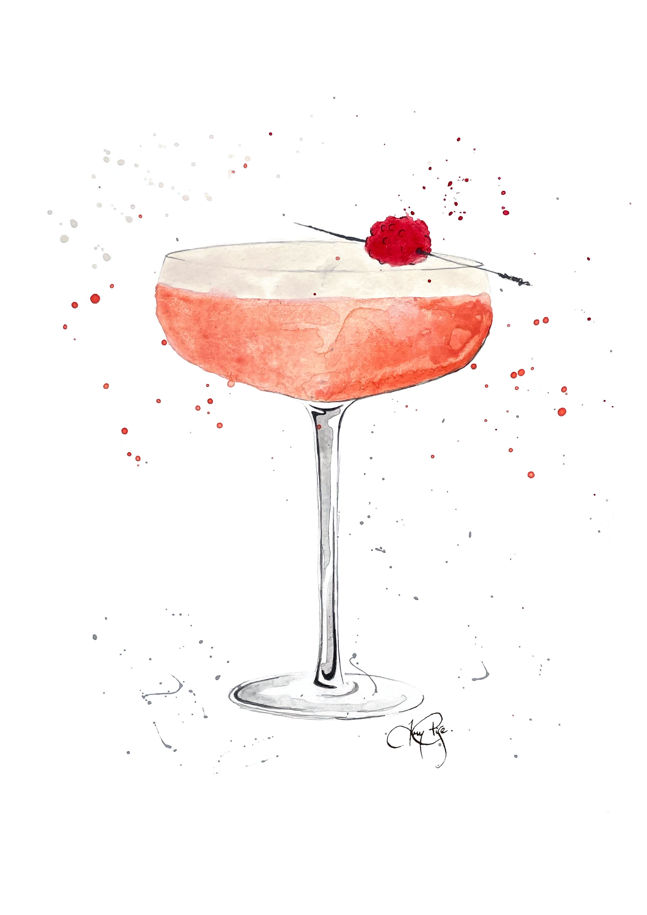 French Martini Cocktail Watercolour Print | Kitchen Bar Art | Interior ...
