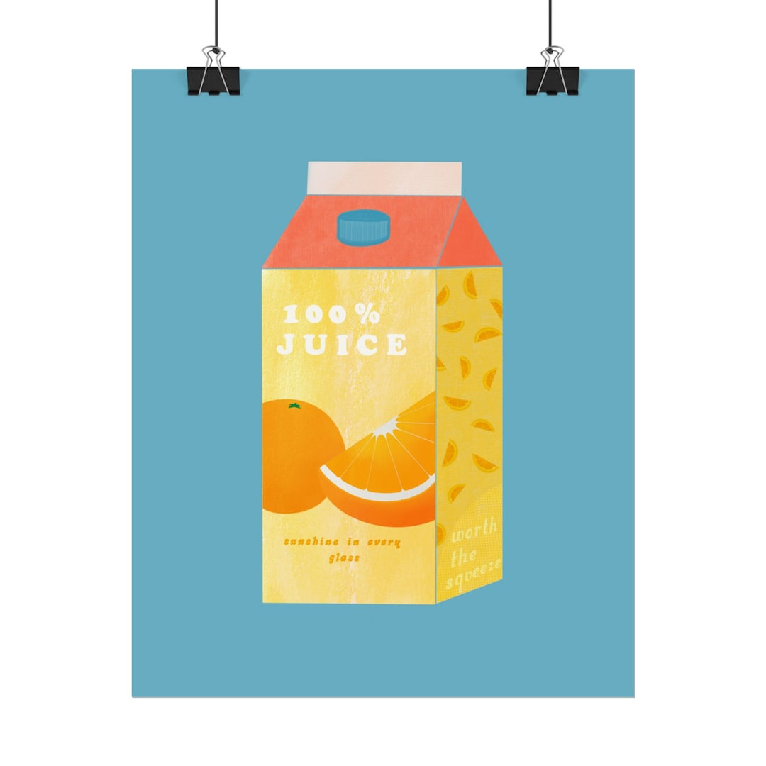 Orange Juice Print, Illustrated Juice Carton Print, Fun OJ Print - Etsy