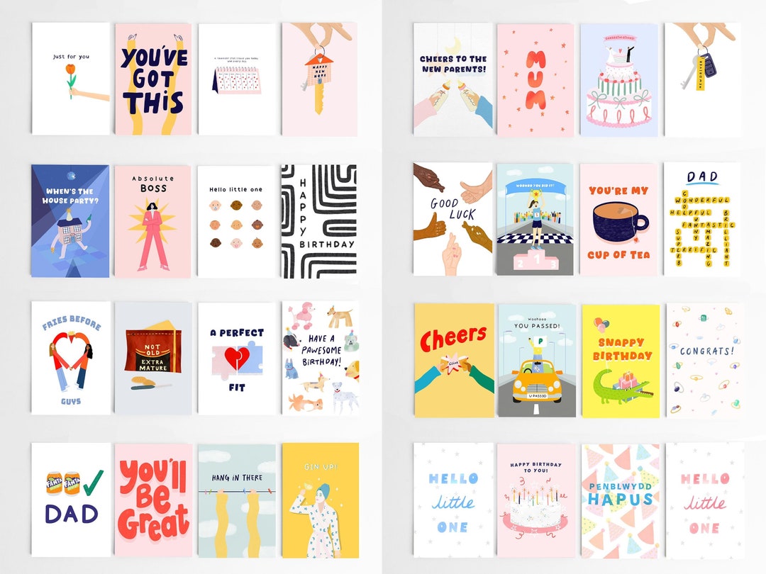 Illustrated Card Bundle Mix and Match Illustrated Cards Greeting Cards ...