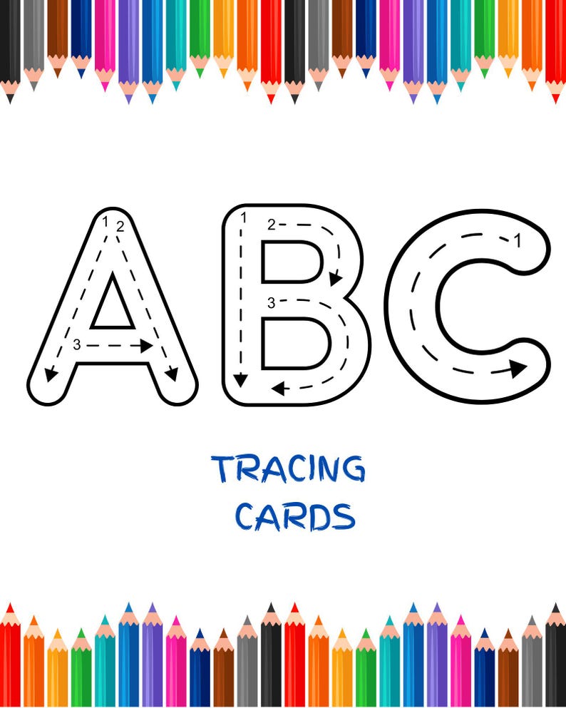 ABC Tracing Cards | Preschool Writing Practice (PDF Download) - Etsy