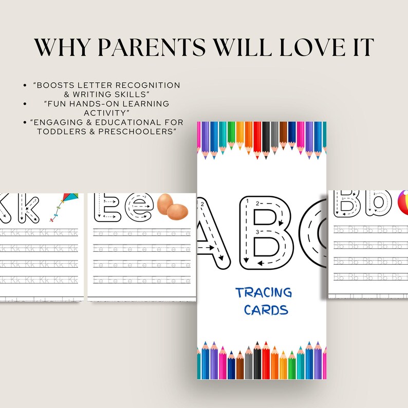 ABC Tracing Cards | Preschool Writing Practice (PDF Download) - Etsy