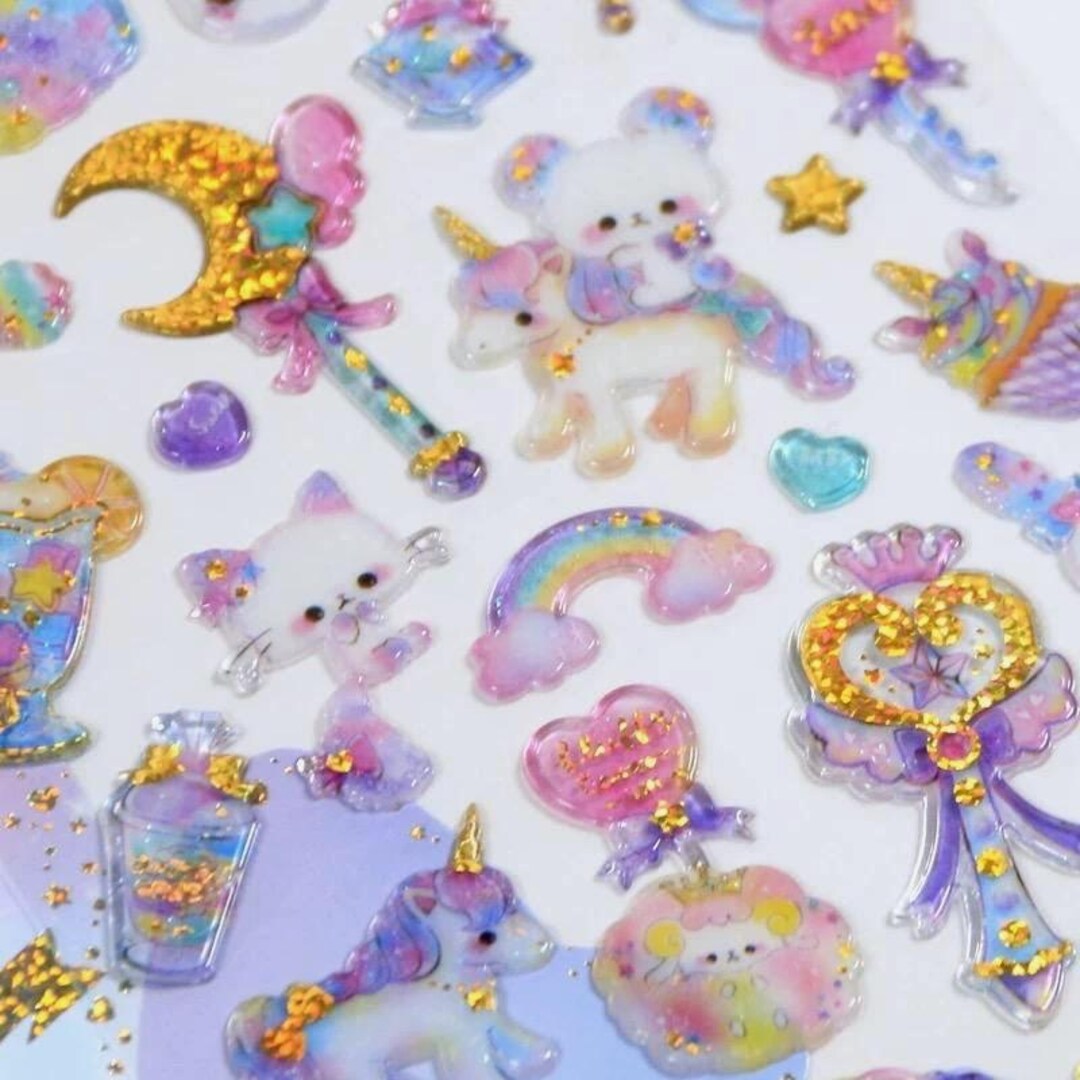 Q-lia Pop Seal Gel Sticker, Puffy Sticker, 3d Resin Glitter Sparkle ...
