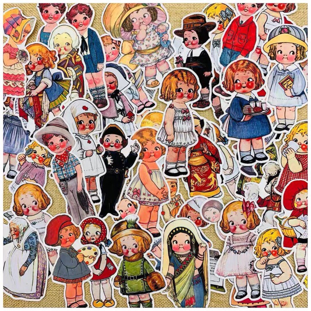 Dolly Dingle Doll, Vintage Girl Paper Dolls Stickers, Children Themed ...