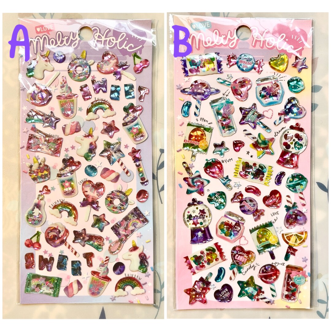 Q-lia Melty Holic Sticker, Card Making, Planner Sticker, 3d Holographic ...
