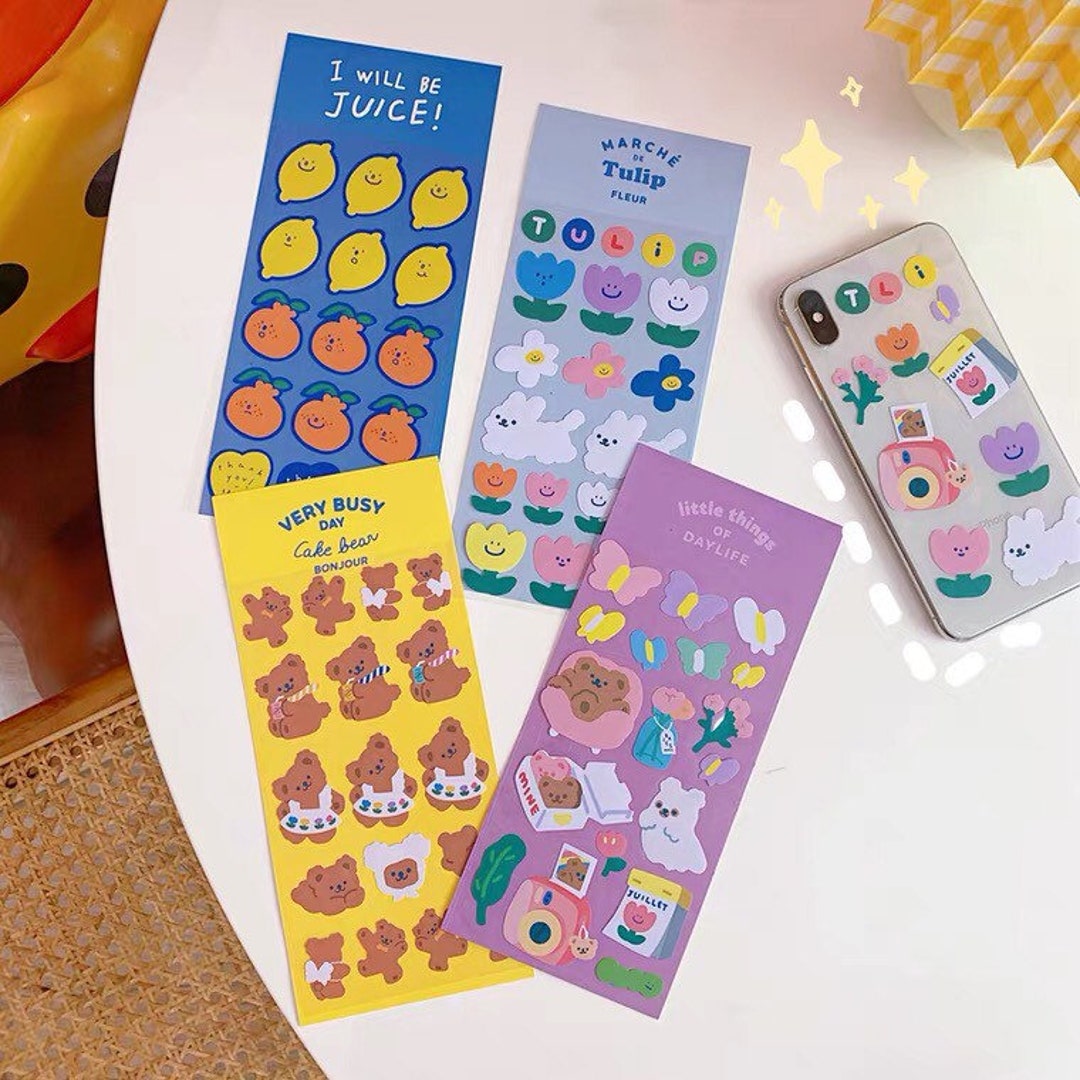 Cute Bear Stickers, Waterproof, Kawaii Polco Stickers, Cute Korean Bear ...