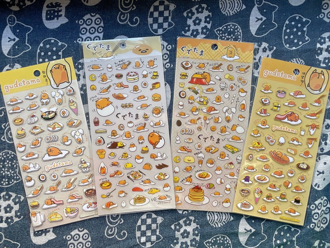Gudetama Lazy Egg Sticker Sheet, Gold Foil, Egg Yolk Stickers, Vinyl ...