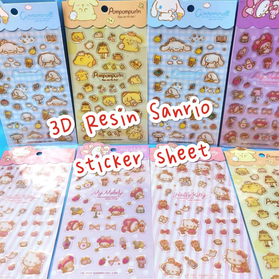 Sanrio Resin Sticker, Sanrio Puffy Sticker, Hello Kitty, Melody ...