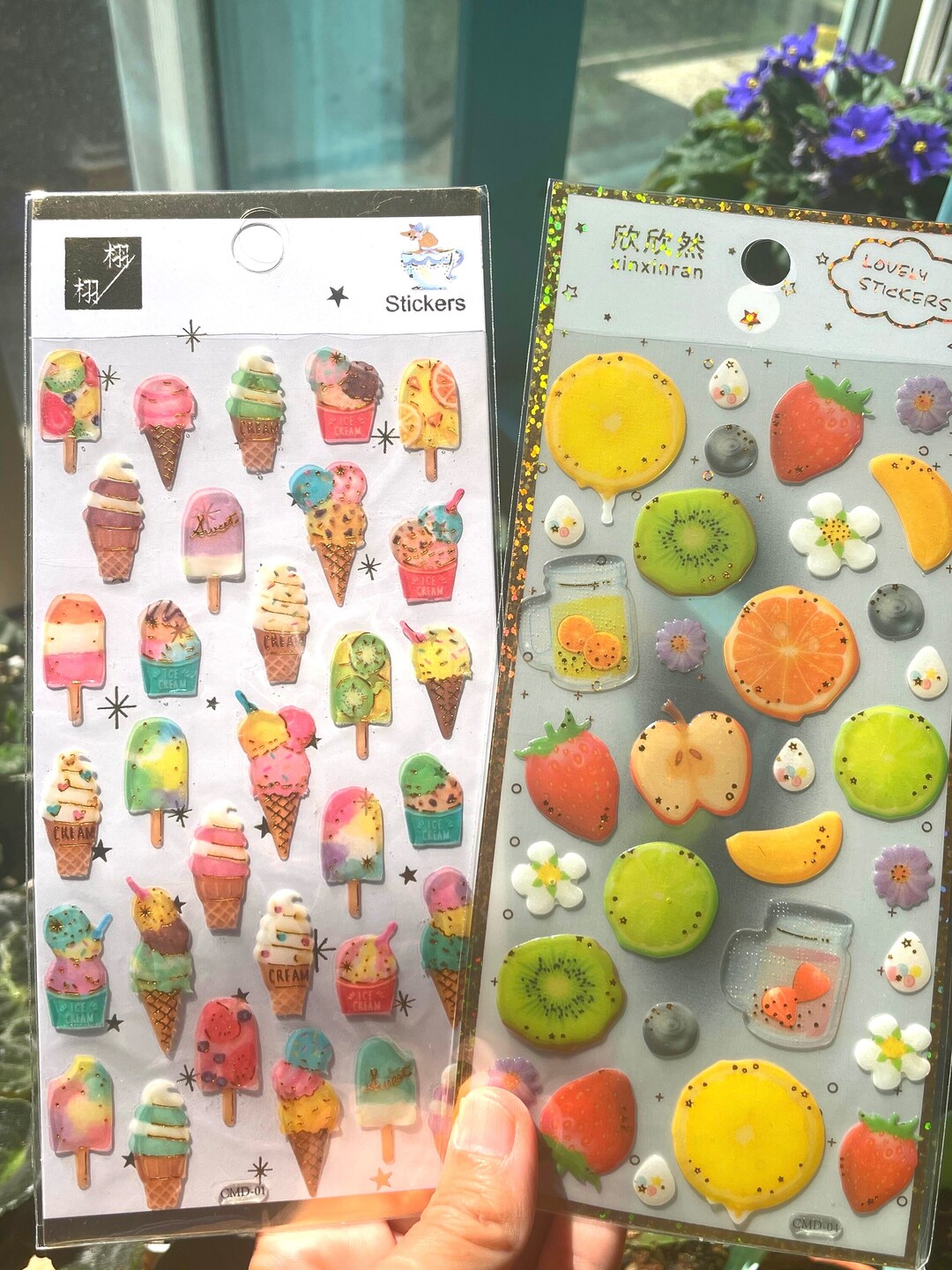 3D Puffy Sticker, Epoxy Resin Sticker, Glitter Sticker, Gold Gilded ...