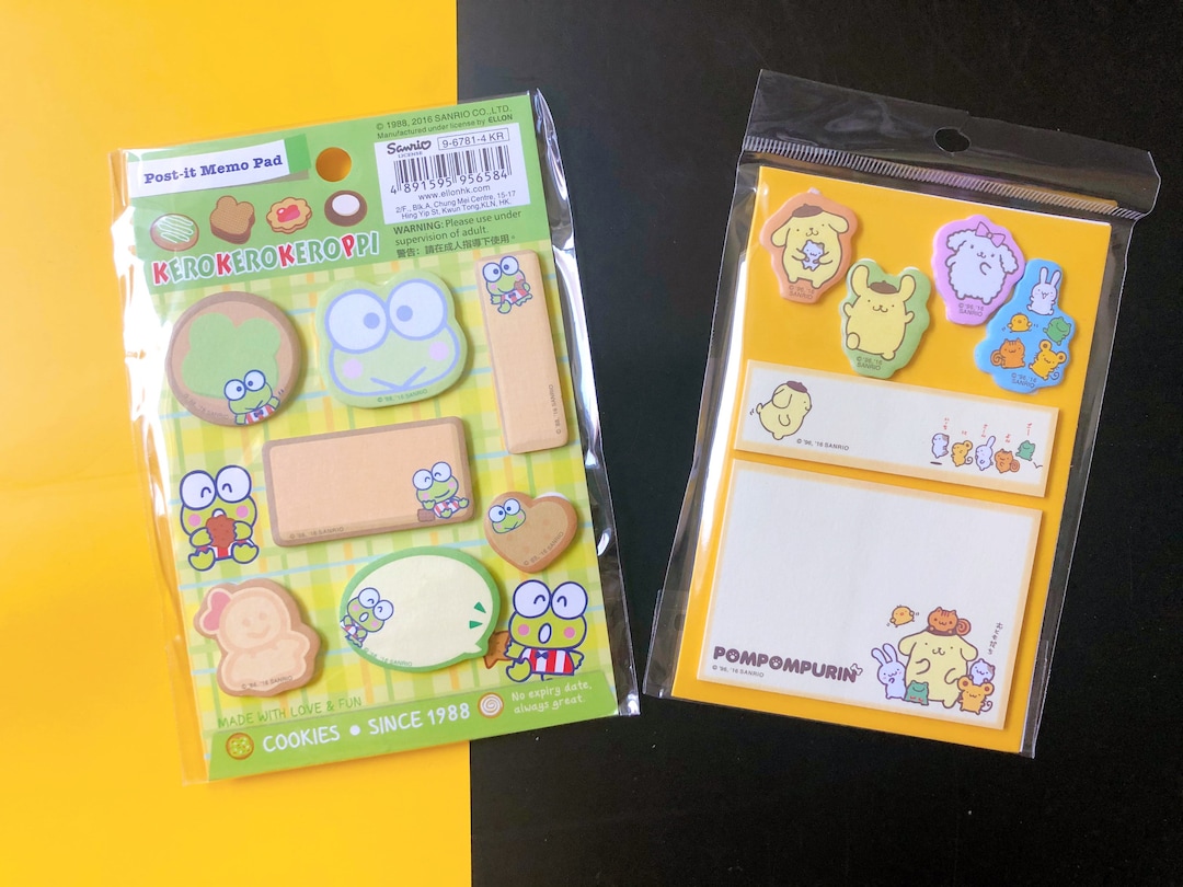 Sanrio Sticky Notes Keroppi & Pompompurin Labels, Page Markers ...