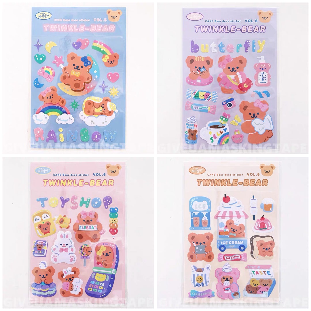 Milkjoy Bear Stickers, Glitter, Waterproof Laptop Stickers, Planners ...