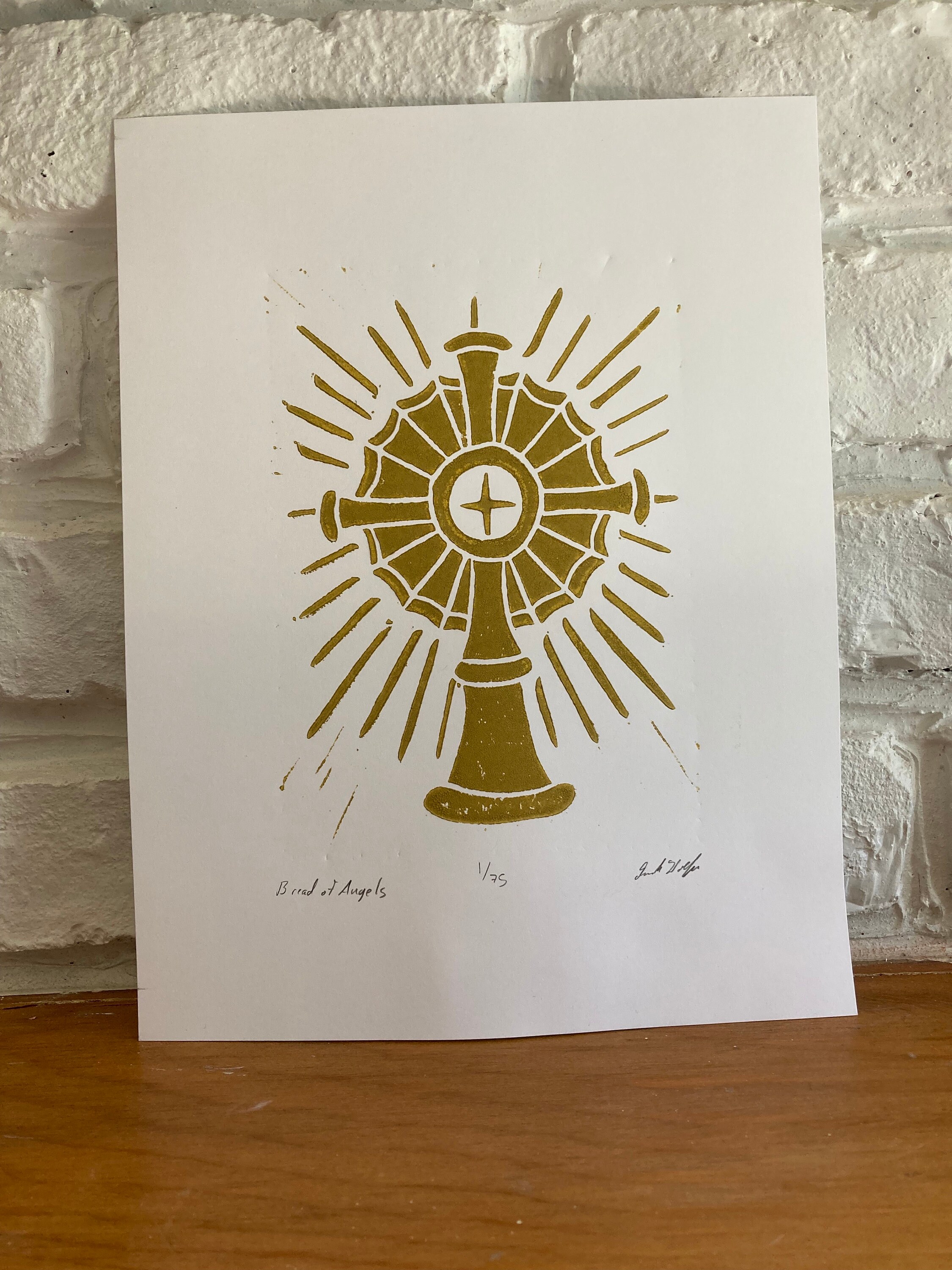 Original Eucharistic Monstrance Hand-printed Linocut Print Linoleum ...