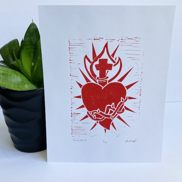 Heart Linocut - Etsy