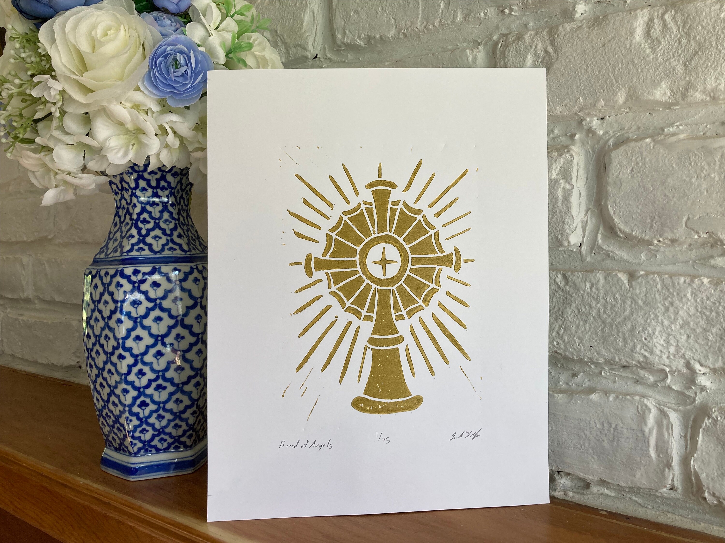 Original Eucharistic Monstrance Hand-printed Linocut Print Linoleum ...