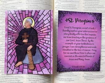 St. Peregrine Blue Holy Card With Prayer Catholic Gift Patron Saint of ...