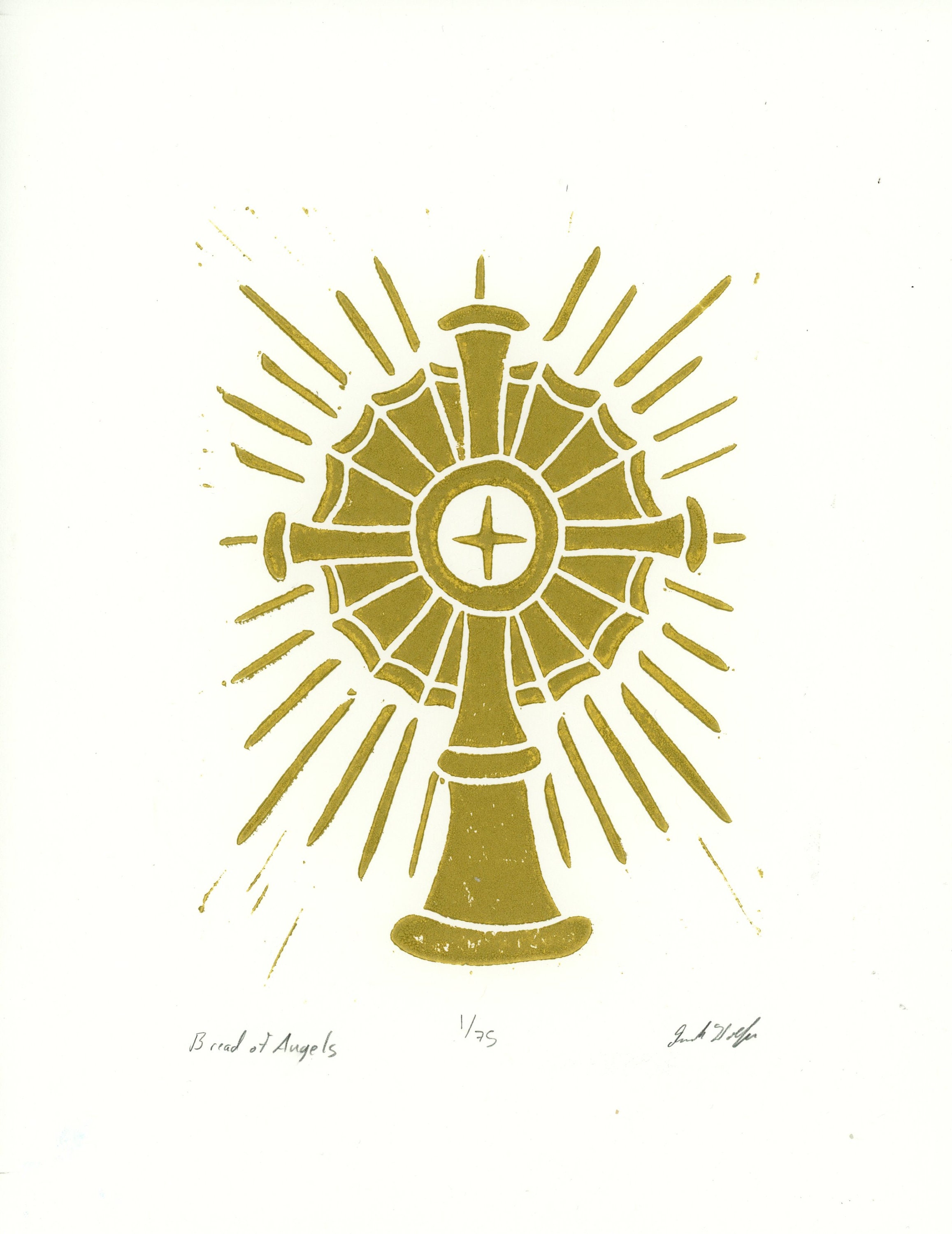 Original Eucharistic Monstrance Hand-printed Linocut Print Linoleum ...