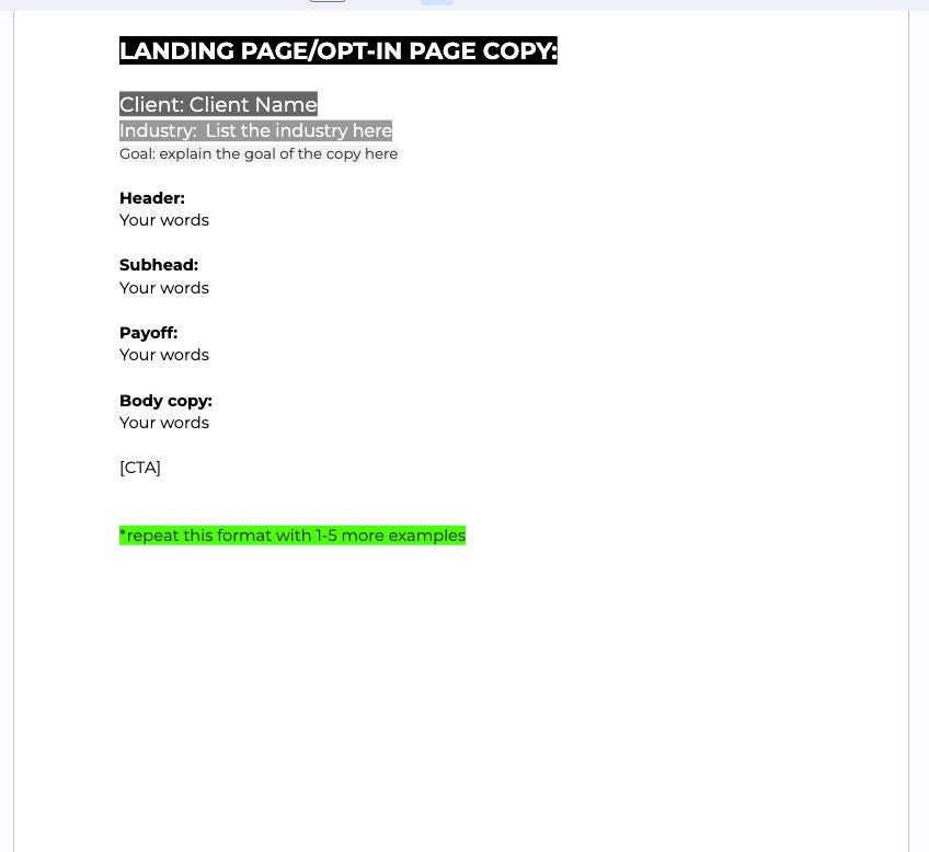 Google Doc Portfolio Template for Copywriters - Etsy