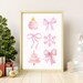 Coquette Pink Christmas Wall Art, Pastel Christmas Wall Art, Pink Bows ...