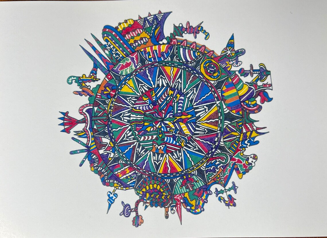 White Space Doodle Note Cards - Set of 5 - Etsy