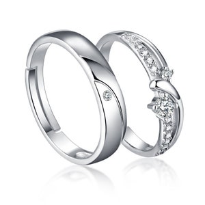 Sterling Silver Matching Rings for Couples, 925 Silver Promise Ring ...
