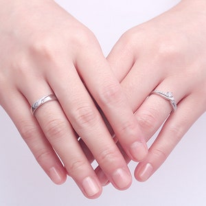 Sterling Silver Matching Rings for Couples, 925 Silver Promise Ring ...