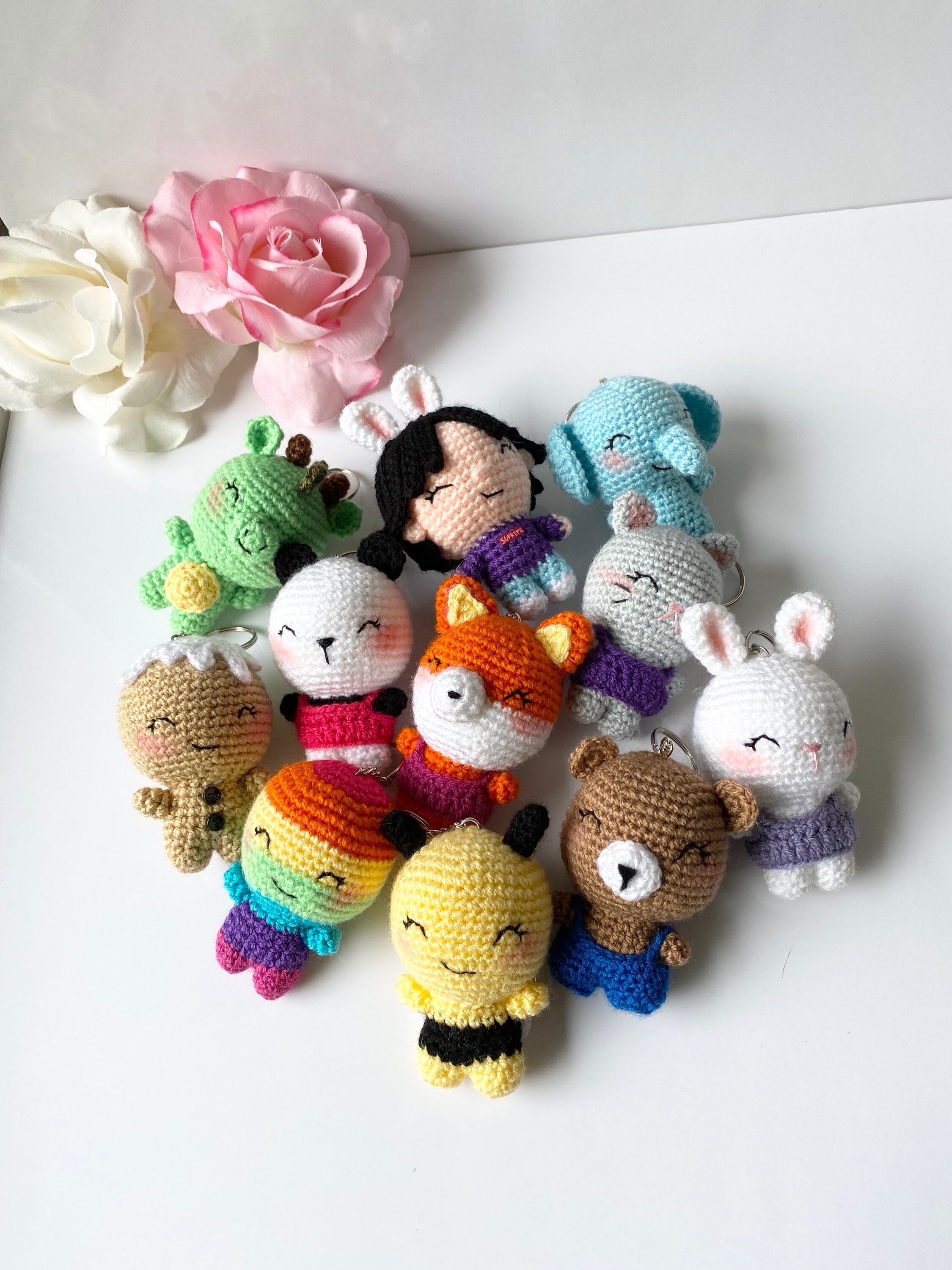 Amigurumi personalized keychain custom keychain doll crochet | Etsy