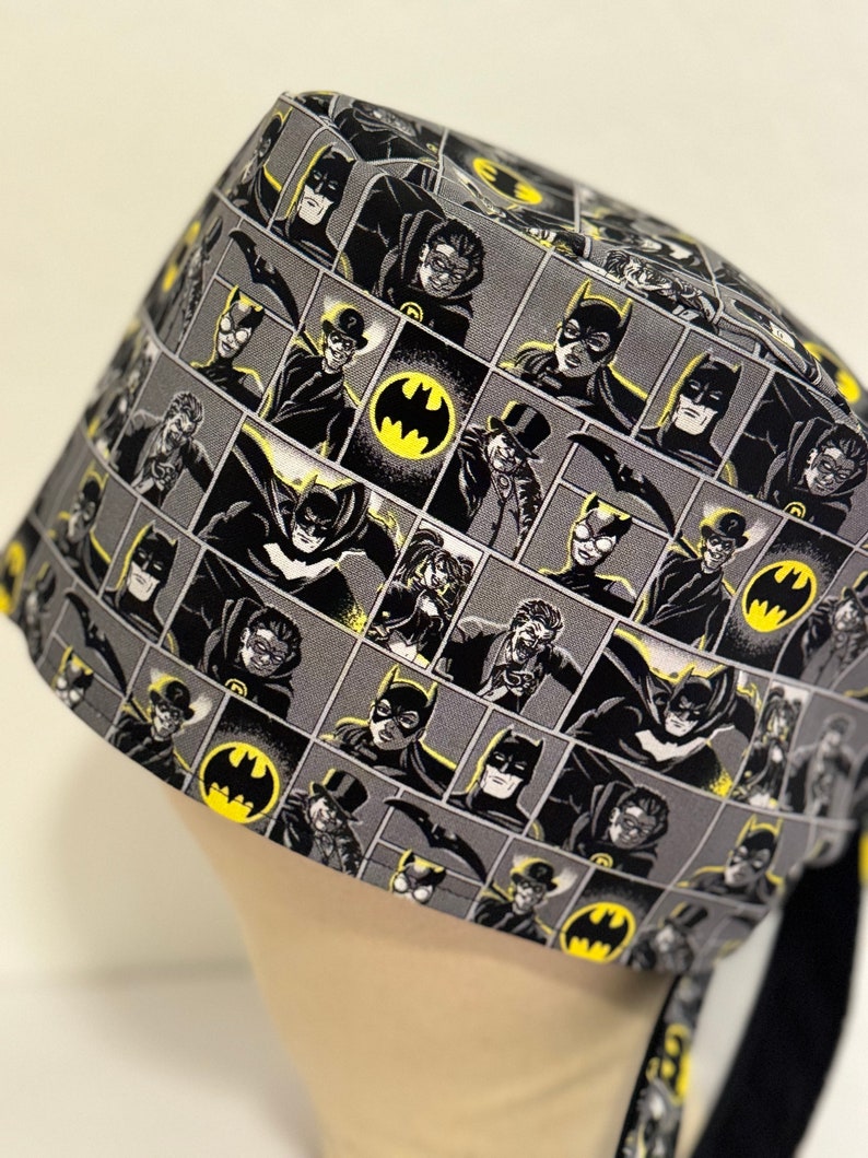 Men/women Surgical Scrub Cap, Comic Strip Batman. Great Looking Black ...