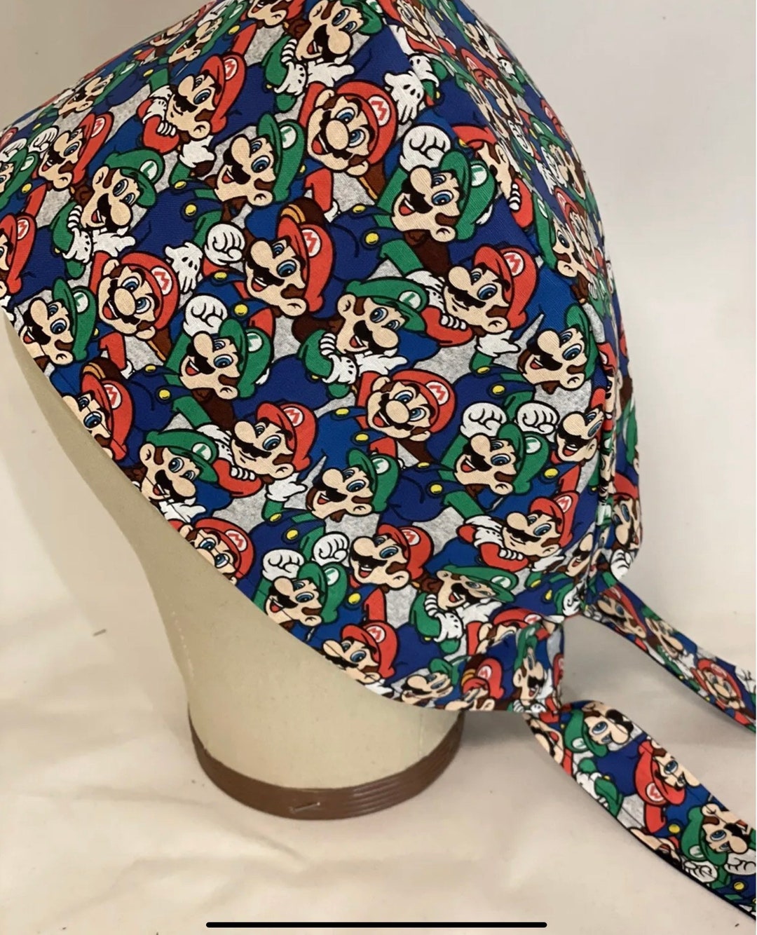 Men/women Surgical Scrub Cap Lined Super Mario Bros Nintendo Mario and ...