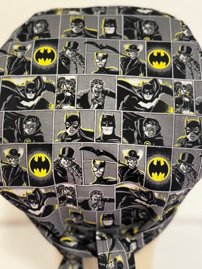 Men/women Surgical Scrub Cap, Comic Strip Batman. Great Looking Black ...