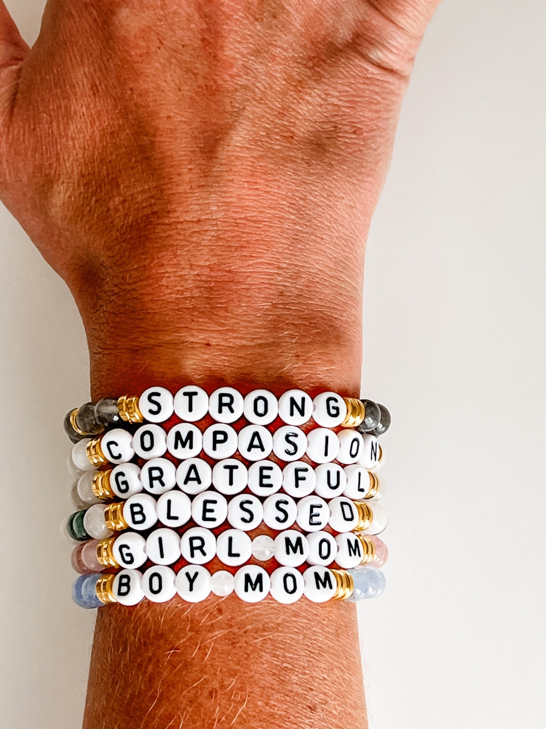 Custom Motivational Word Affirmation/mantra Stacking Stretch Bracelets ...
