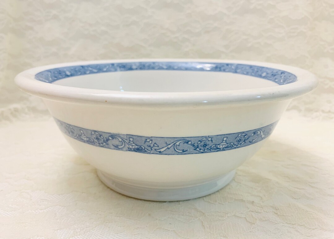 Rare Blue Ridge Pottery Mixing Bowl Blue Bands With Scrolls 8 1/4 Heavy ...