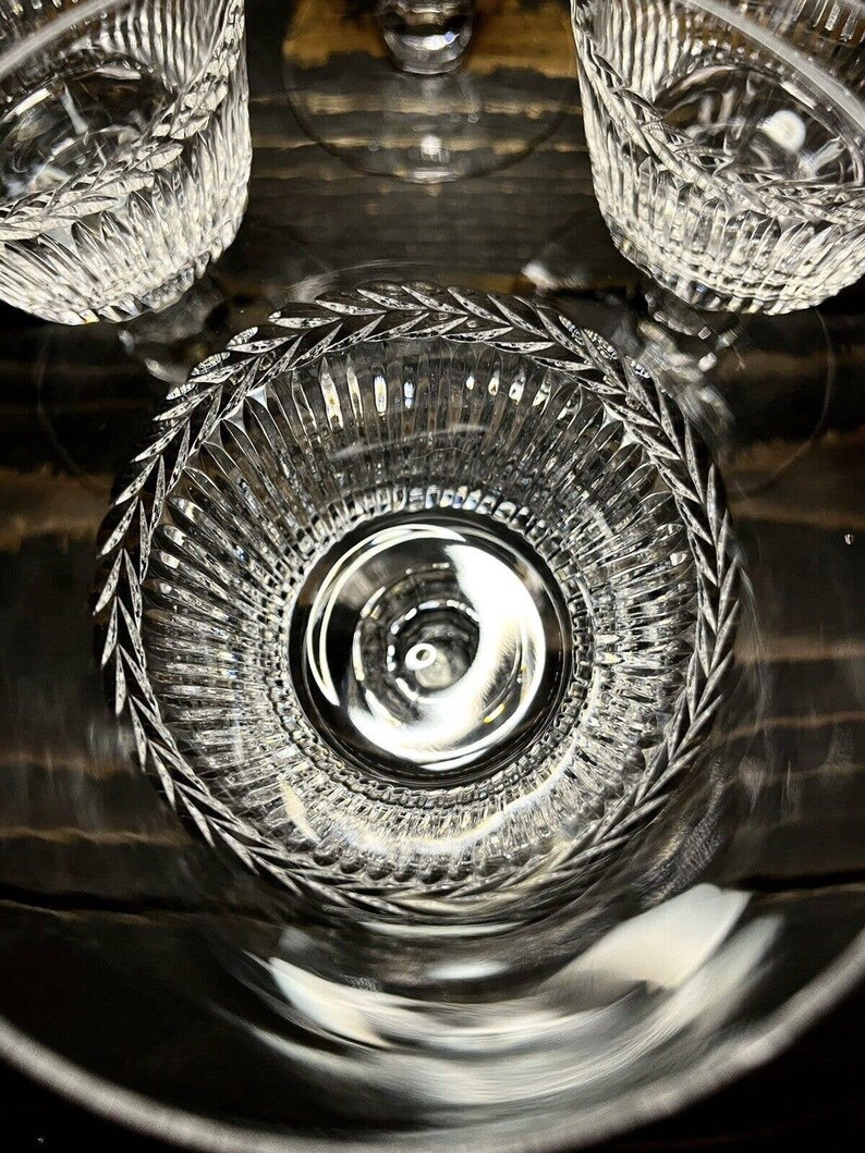 Seneca Crystal Edme Water Goblets Vertical Cuts Laurel Leaves 6 1/4 ...