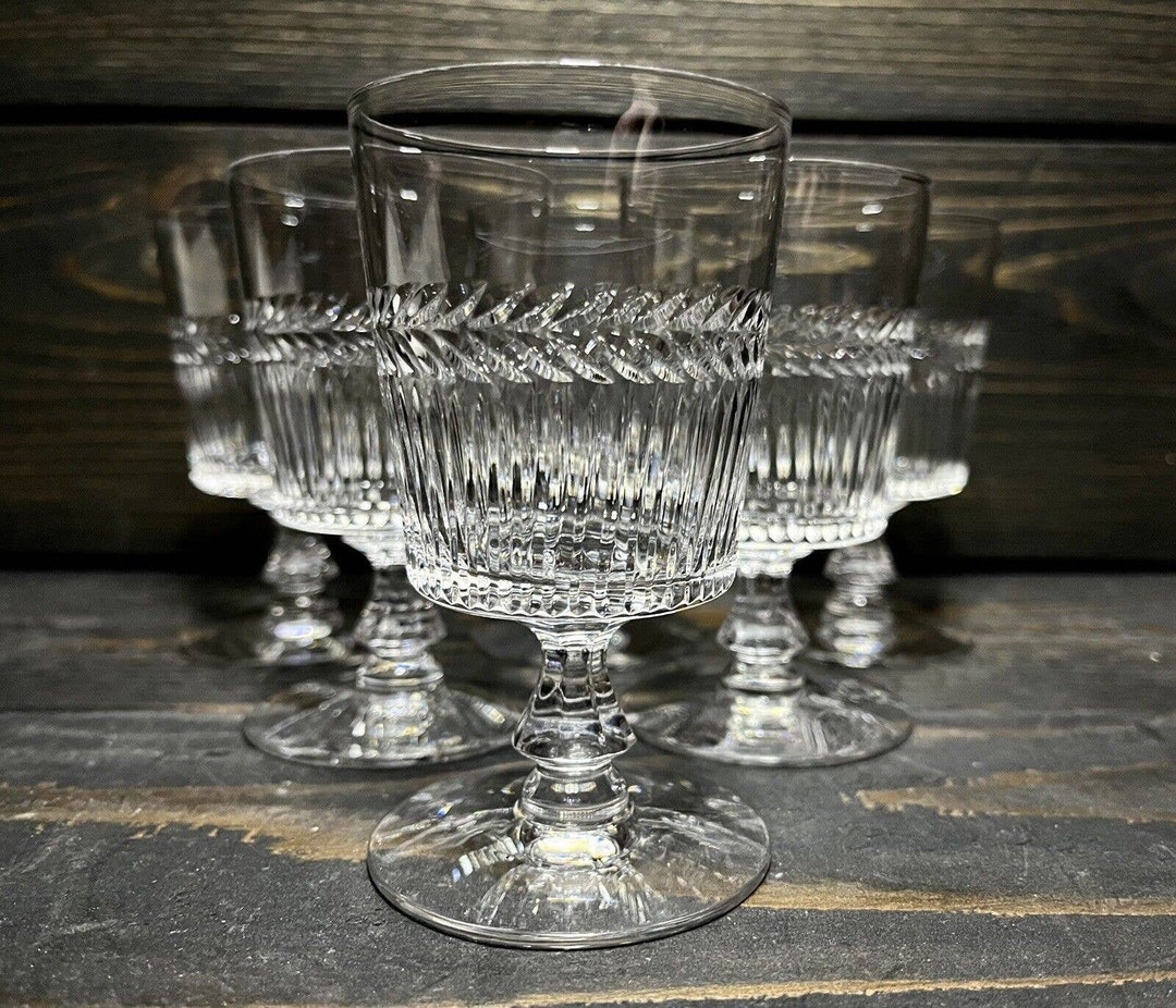 Seneca Crystal Edme Juice Glasses Vertical Cuts Laurel Leaves 4” Set of ...