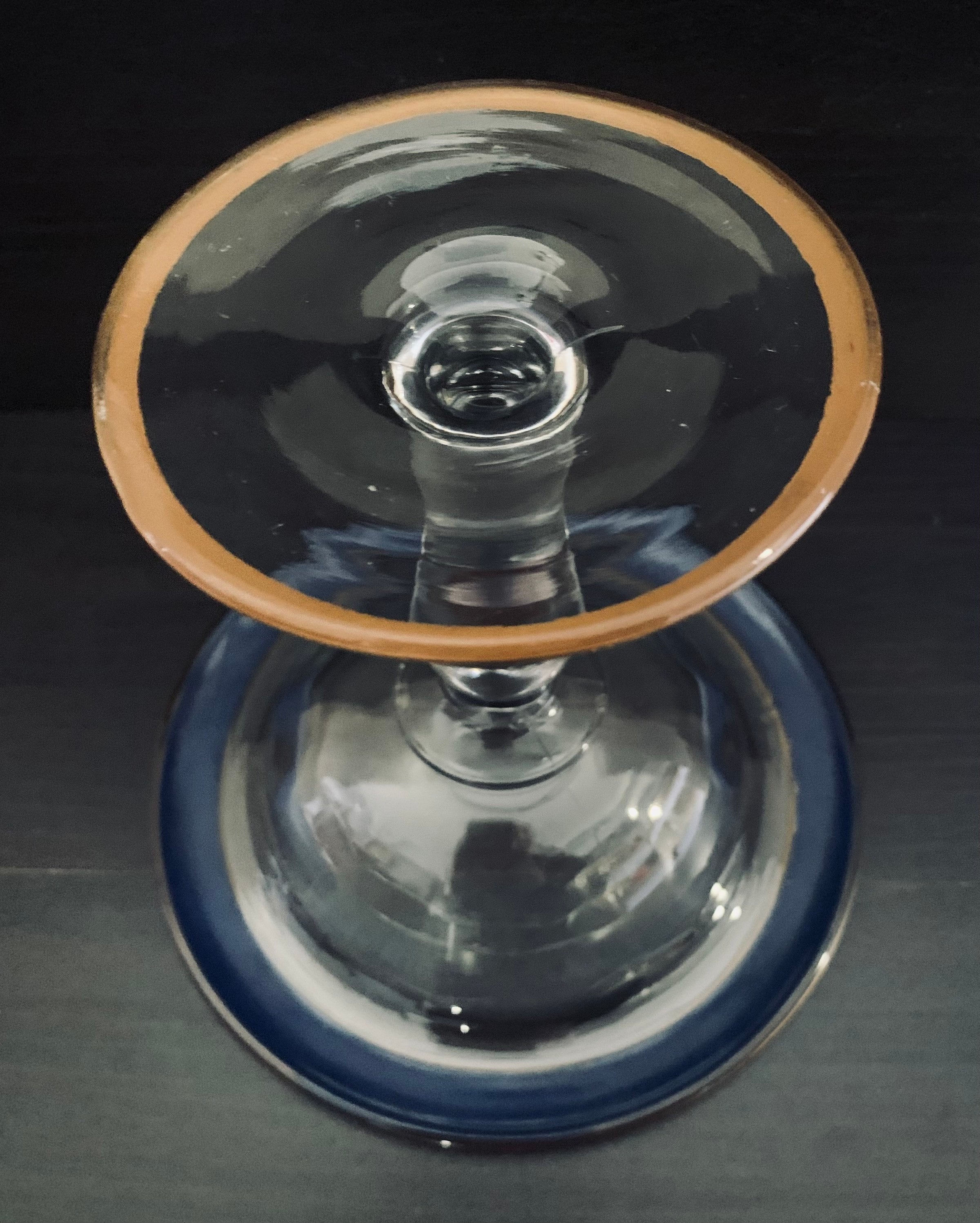 Heisey Clear Glass Compote Cobalt Blue and Gold Banded Rim 6 1/4” Tall ...