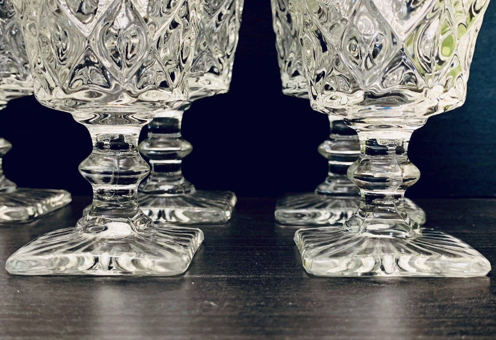 Square Footed Goblets and Cordial Glasses Clear Vintage Pressed Glass ...