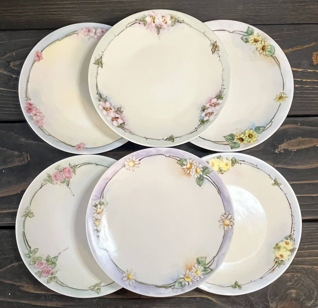 Vintage Favorite Bavaria Hand Painted China Plates 6 3/4” Set of 6 ...