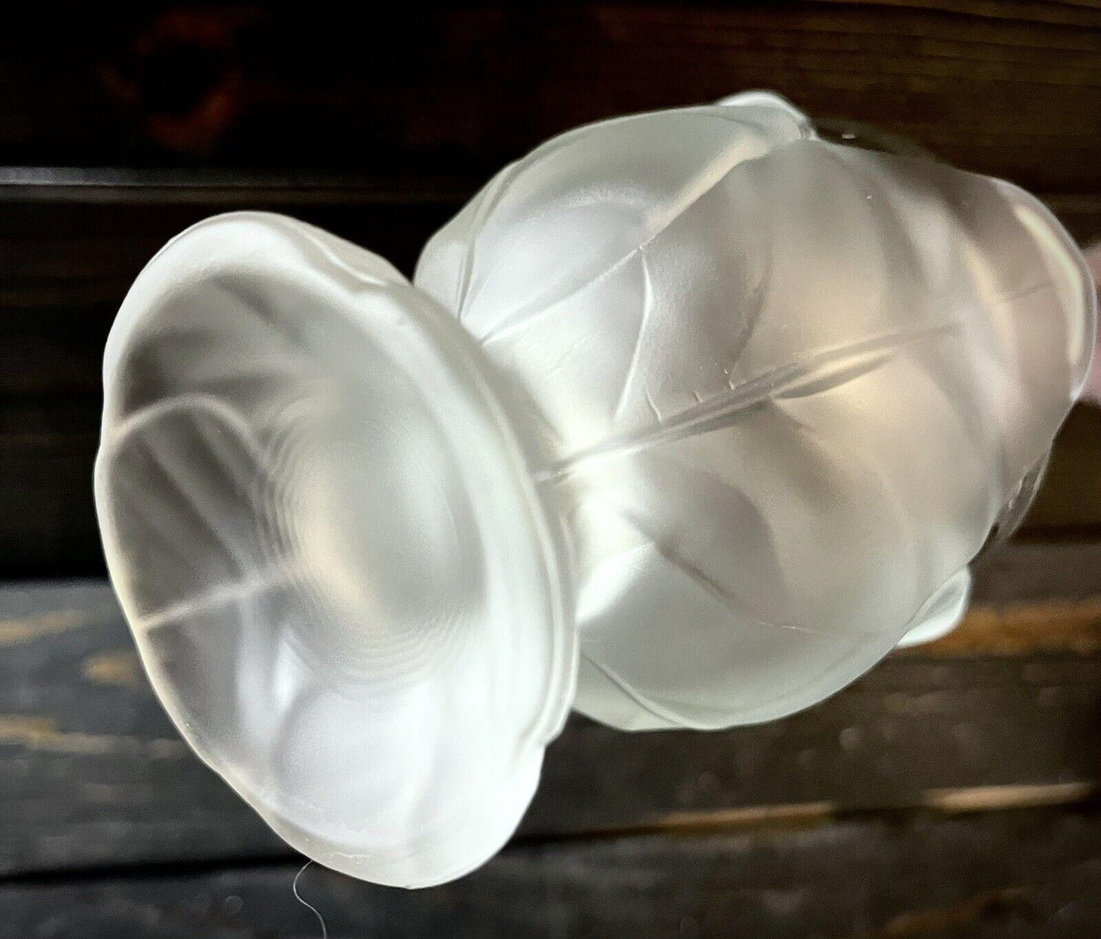 Viking Glass Swung Frosted Cabbage Leaf Vase Footed 13 Tall Vintage ...