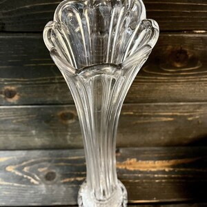 EAPG John Higbee Glass Stretch Rim Vase With Faceted Base 14 Tall Circa ...