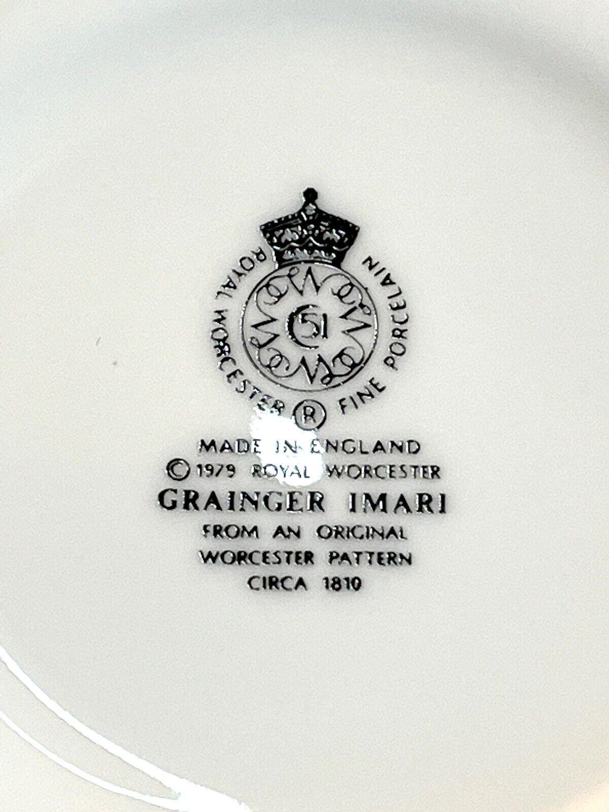 Royal Worcester Grainger Imari Teacup Cups & Saucers Blue Orange Set of ...