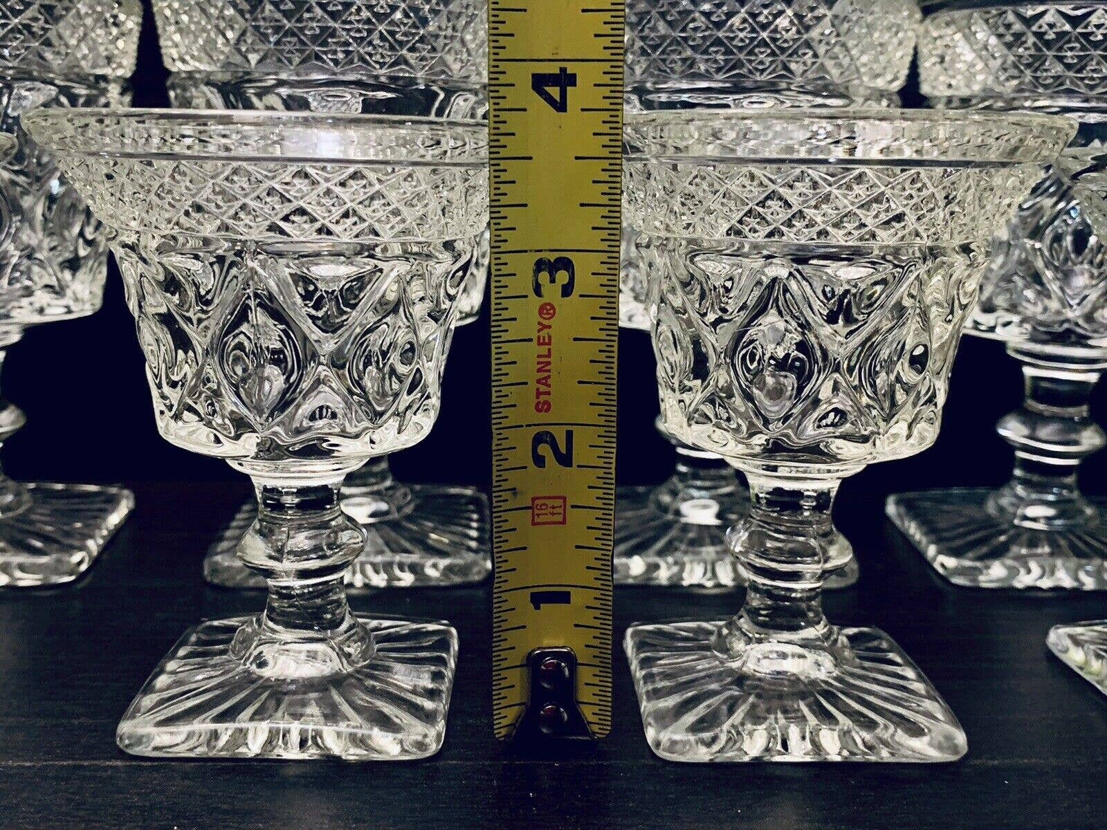Square Footed Goblets and Cordial Glasses Clear Vintage Pressed Glass ...