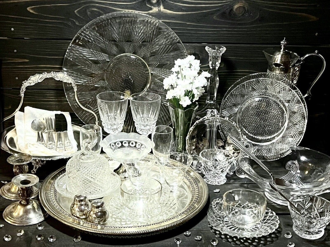 Vintage Chic Tablescape for Two in Crystal and Silver Huge Lot 39 ...