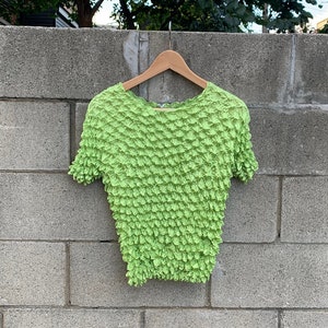 Vintage Lime Green Popcorn Top / 90s Popcorn Blouse / Y2K - Etsy