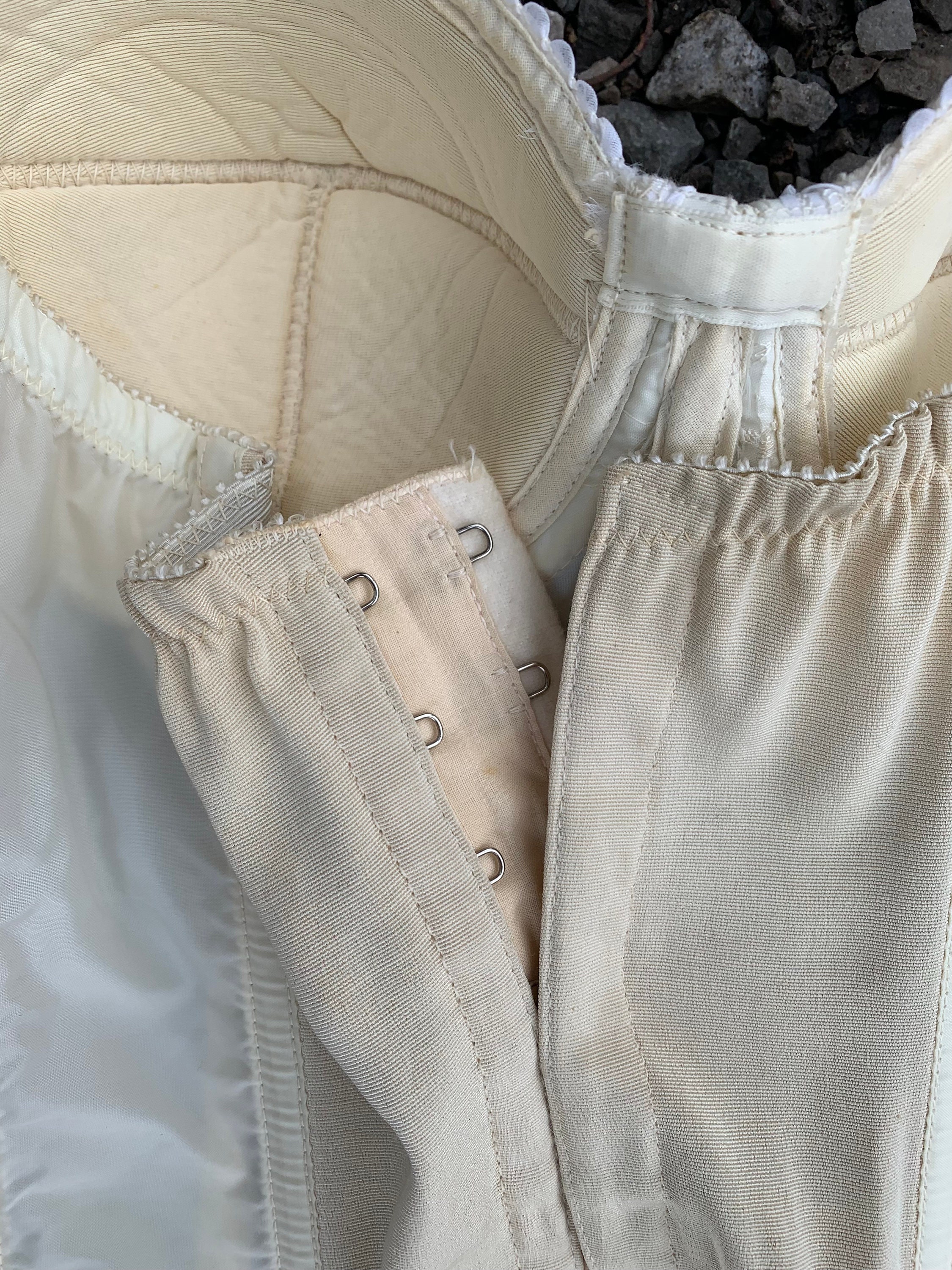 Vintage Ivory Cupped Bustier / Hook and Eye Bustier / Bustier With ...
