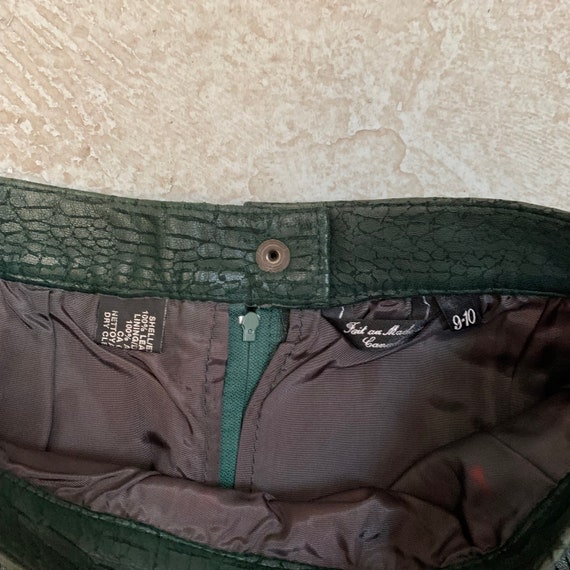 Crocodile Print Leather Skirt / Green Leather Skirt /… - Gem