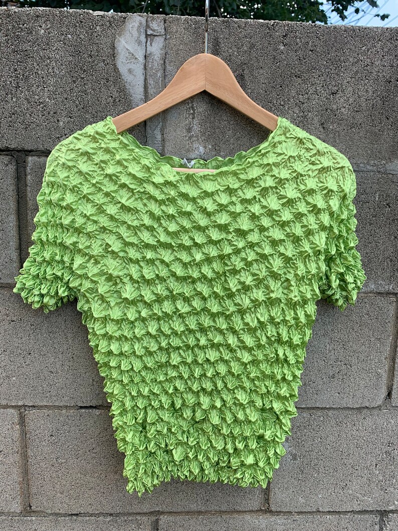 Vintage Lime Green Popcorn Top / 90s Popcorn Blouse / Y2K - Etsy