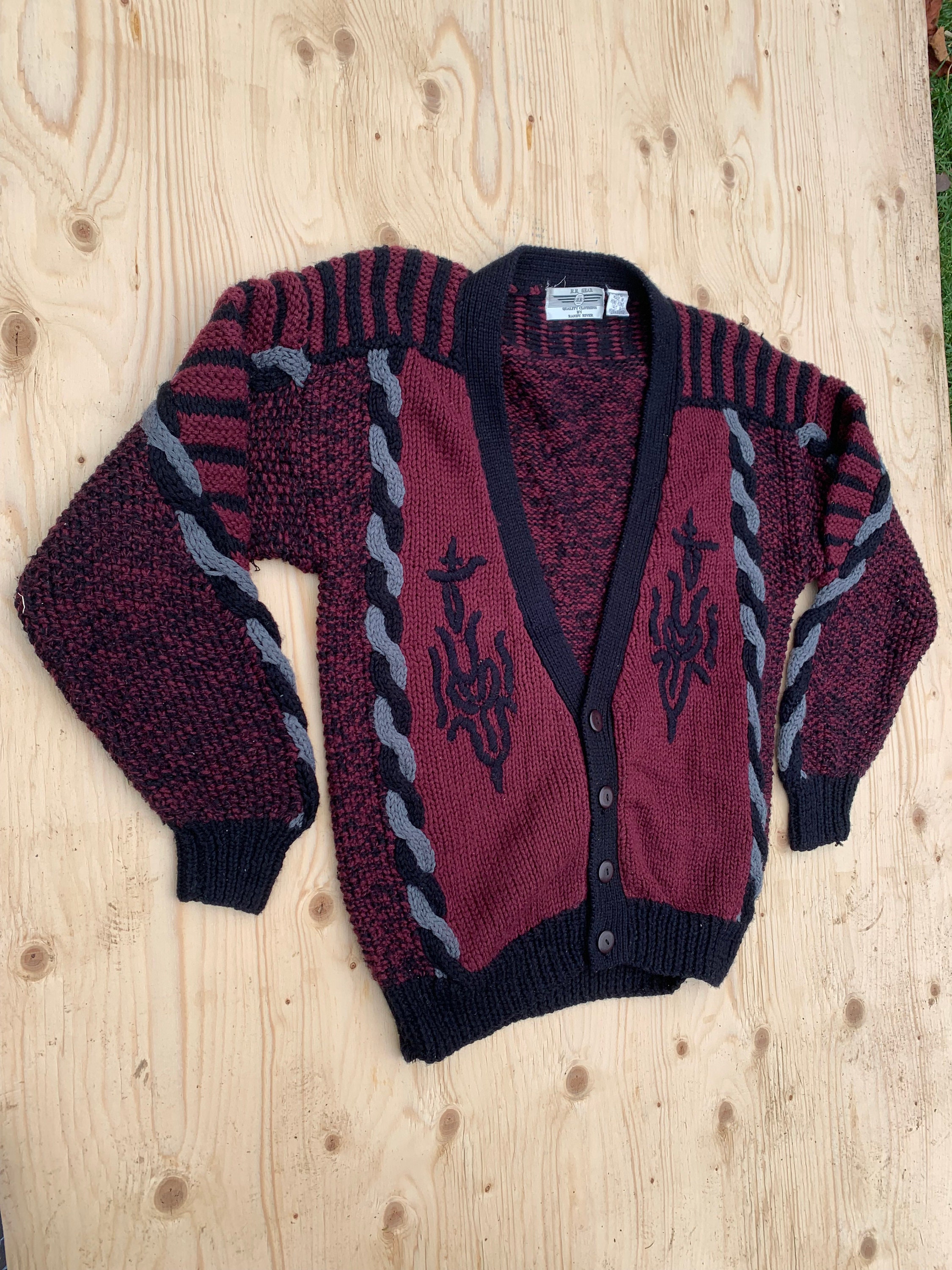 Vintage Randy River Cardigan / Knit Patterned Button up Cardigan - Etsy
