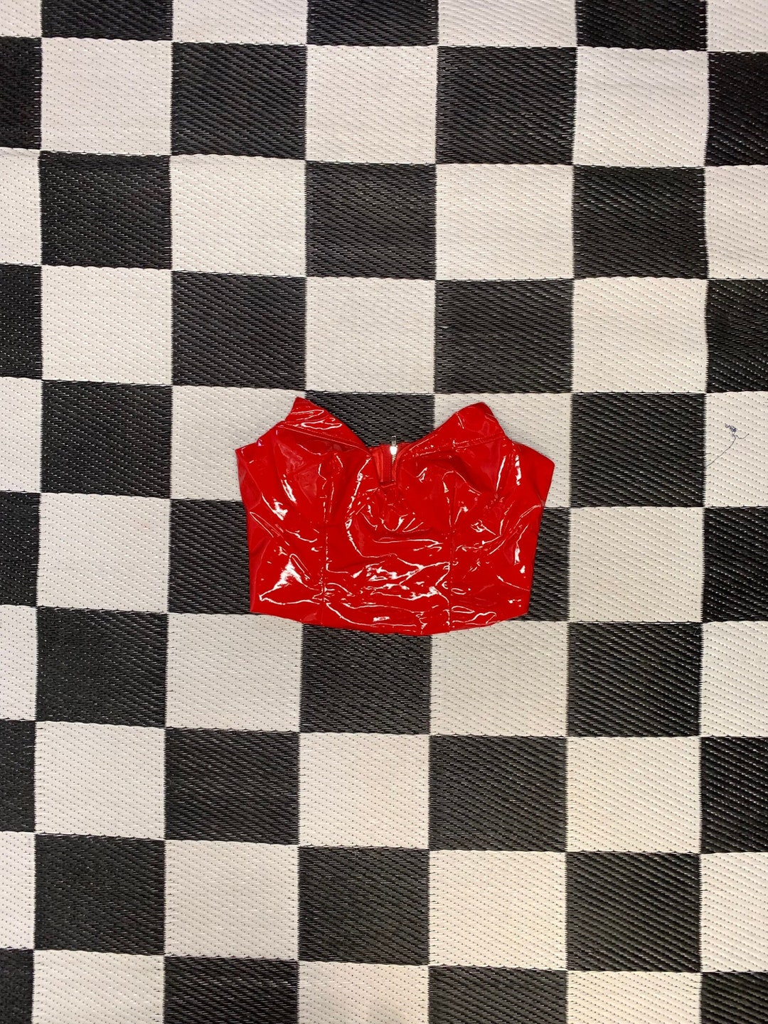 Red Vinyl Bustier / Y2K Corset / Zip Closure Bustier - Etsy