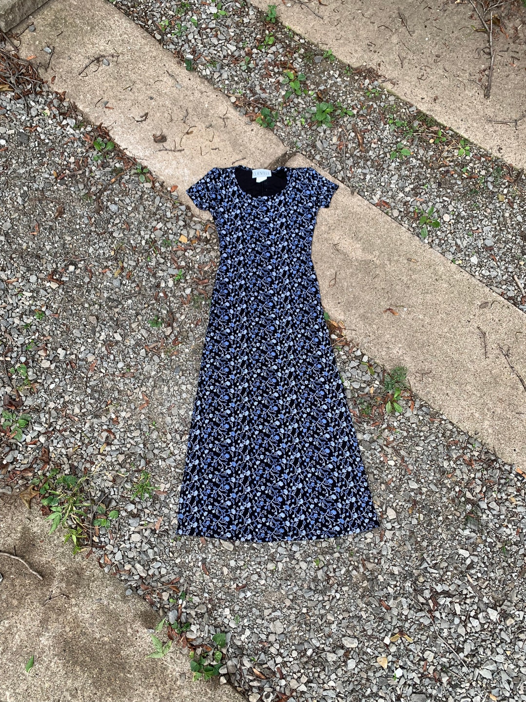 90s Stretch Floral Dress / Maxi Fitted Spandex Dress - Etsy