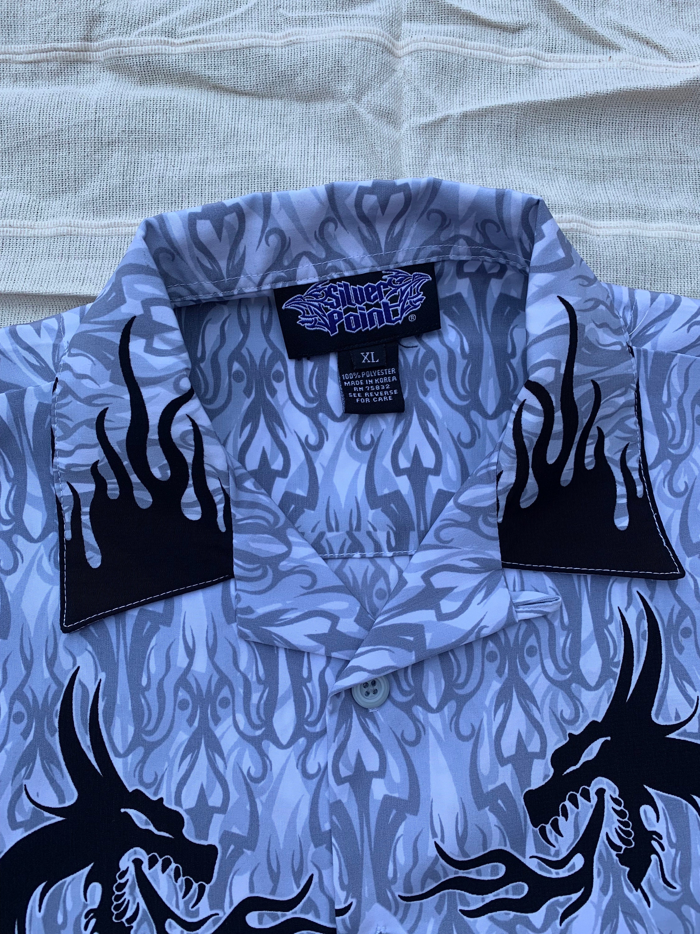Y2K Tribal Dragon Button Down / Silver Point Shirt - Etsy