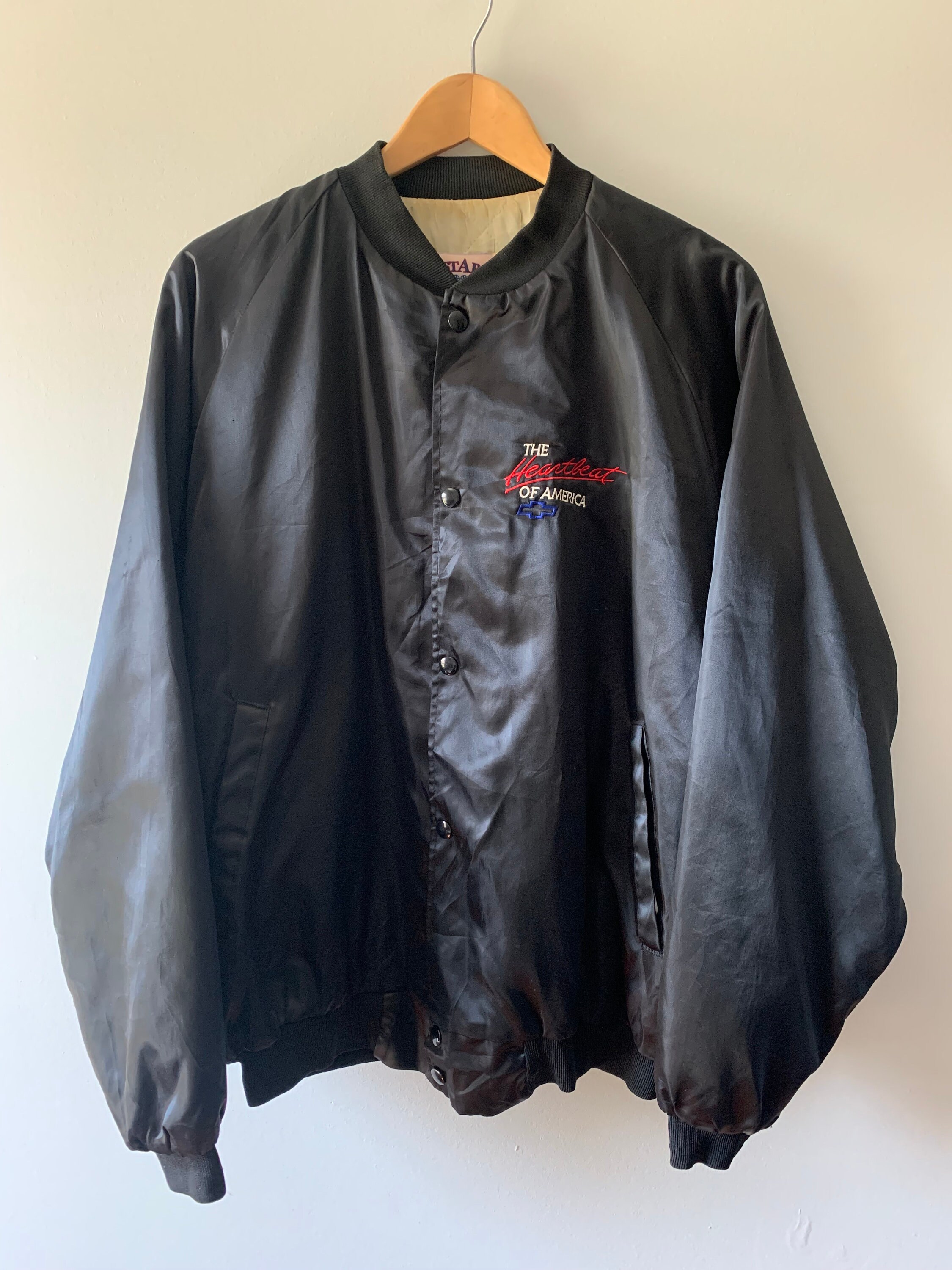 Chevrolet Satin Bomber Jacket / Vintage Bomber / Embroidered Jacket ...